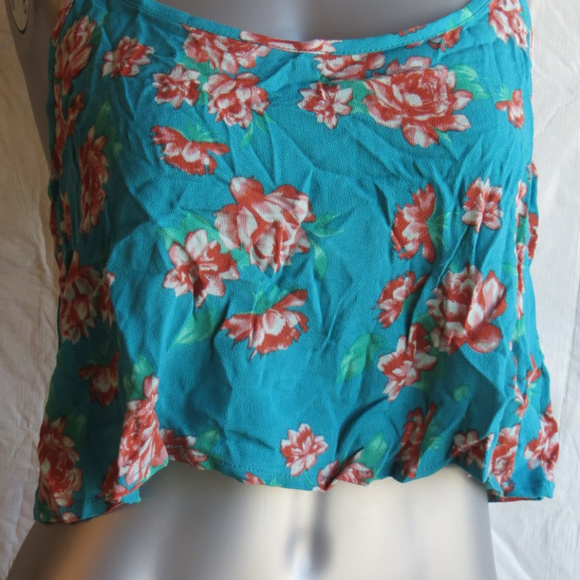 Pacsun/ L.A. Heart | Tops | Pacsun Ocean Blue Floral Strap Half Top S L ...